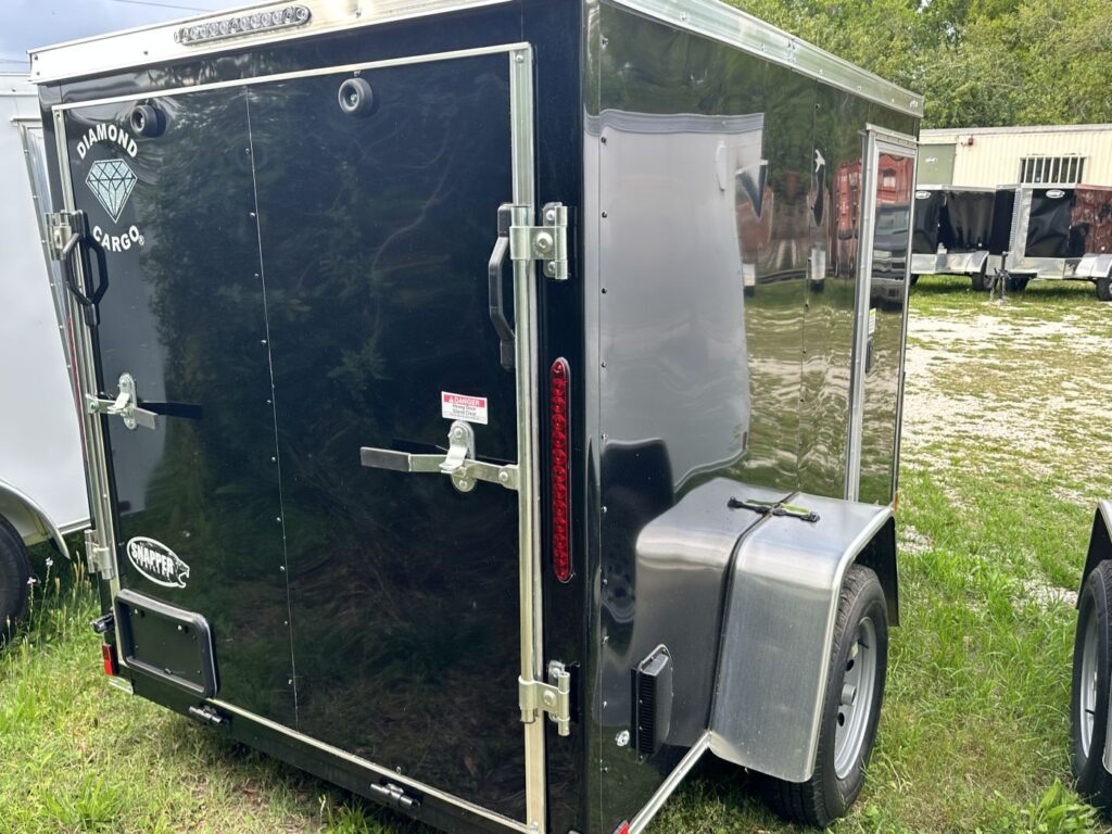 Diamond Cargo 5x8 SA Trailer - Black, Ramp, Side Door - Snapper Trailers