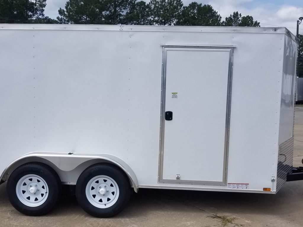 7×14 TA Trailer – White, Barn Doors, Side Door, Extra Height – Snapper Trailers