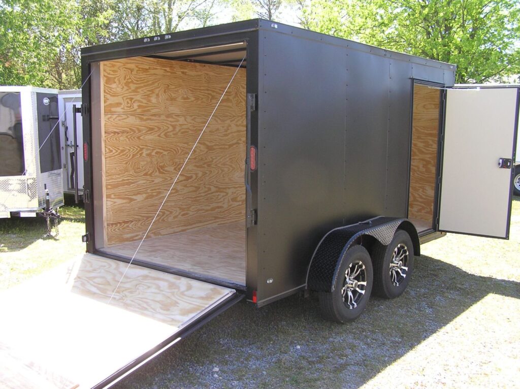 Diamond Cargo 7x12 TA Trailer - Matte Black, Ramp, Side Door, Extra ...