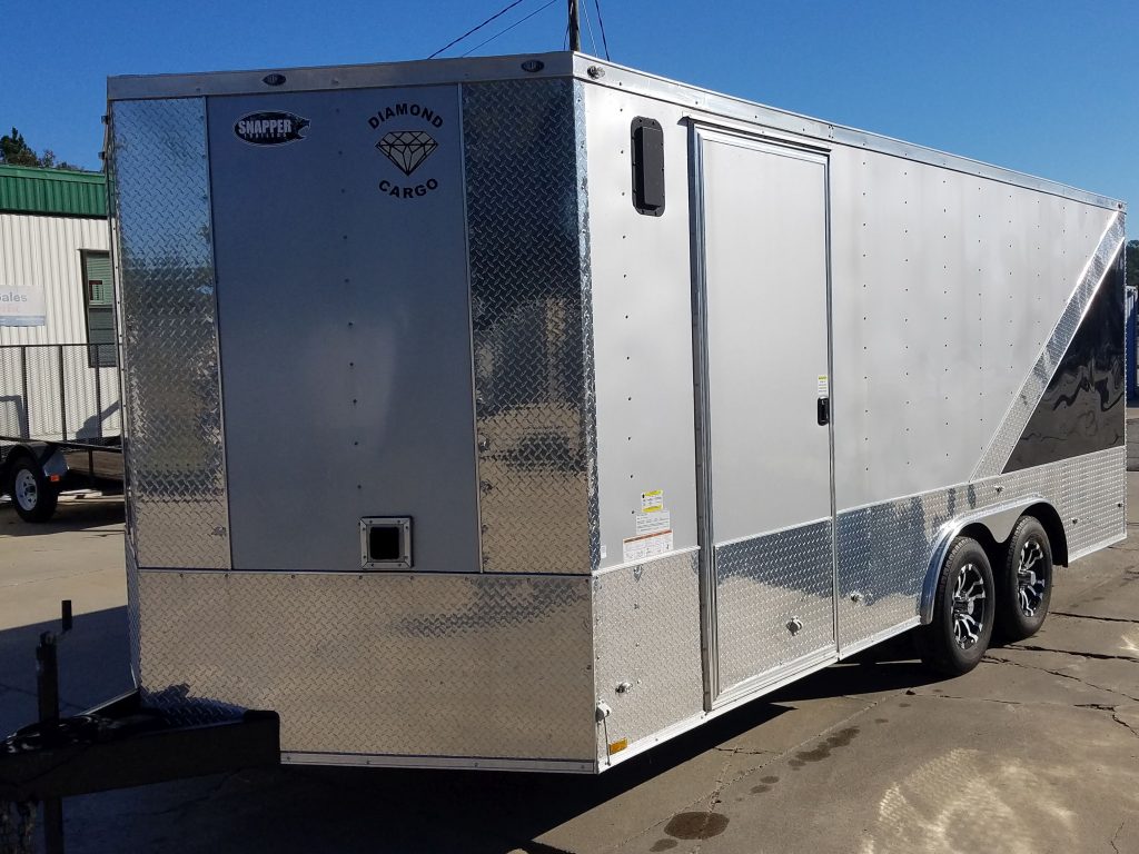 8.5×18 TA Trailer – SilverBlack, Ramp, Two Side Doors, D-Rings ...
