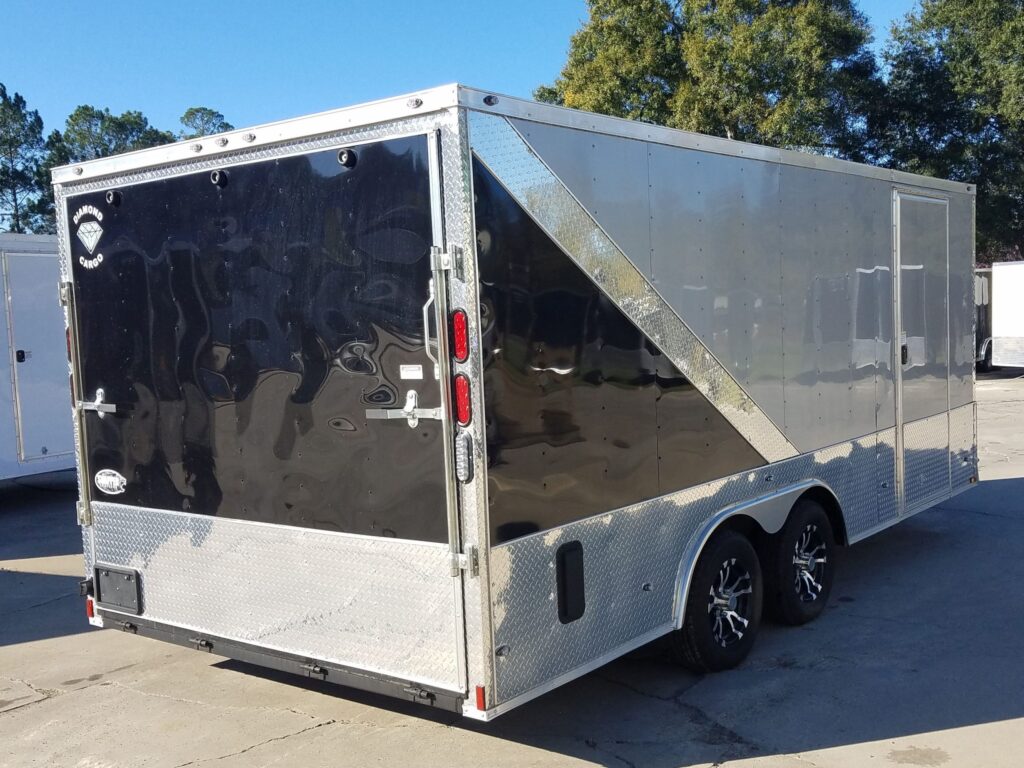 Diamond Cargo 8.5x18 TA Trailer - SilverBlack, Ramp, Two Side Doors, D ...
