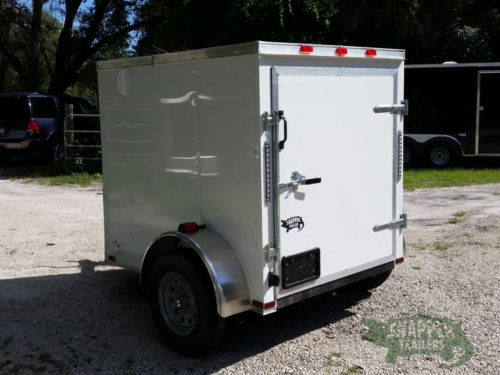 Quality Cargo 5x6 SA Trailer - White, Barn Door, Side Vents - Snapper Trailers