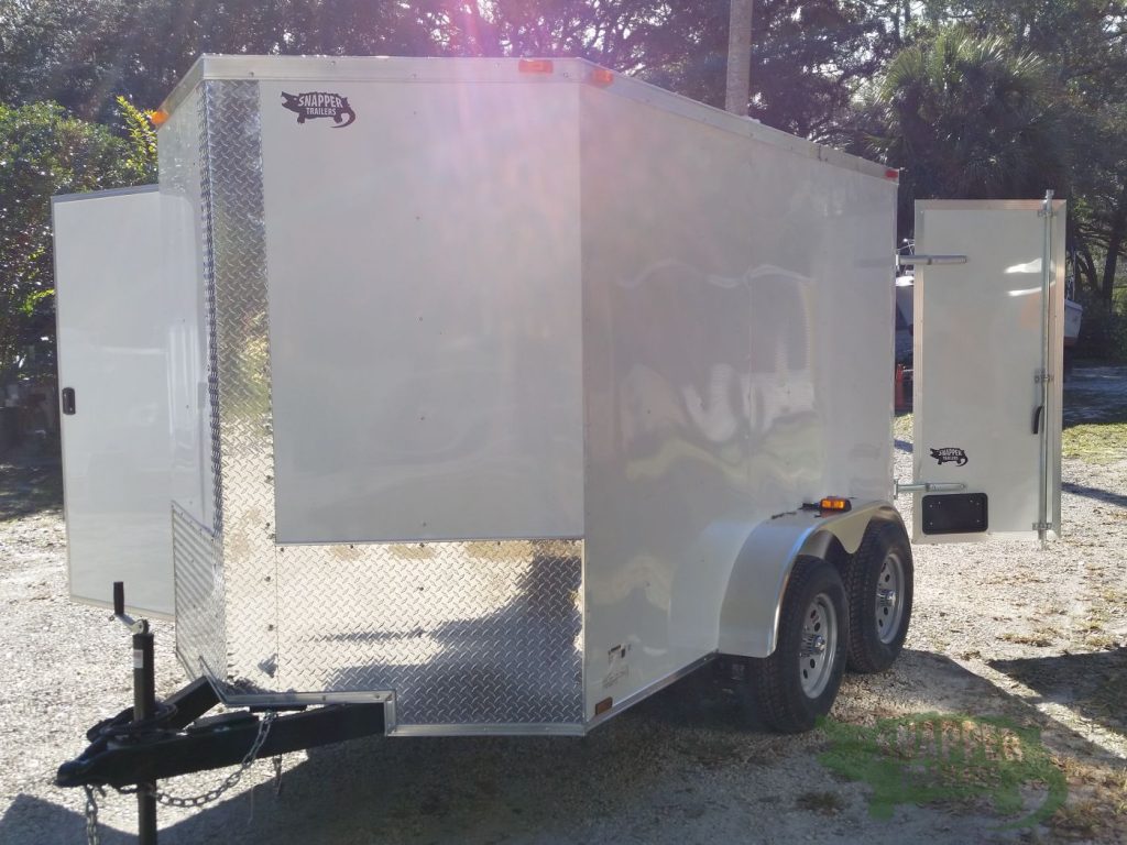 6×10 SA Concession Trailer – White, Double Doors, Side Door, Extra Height, Flat Front – Snapper ...