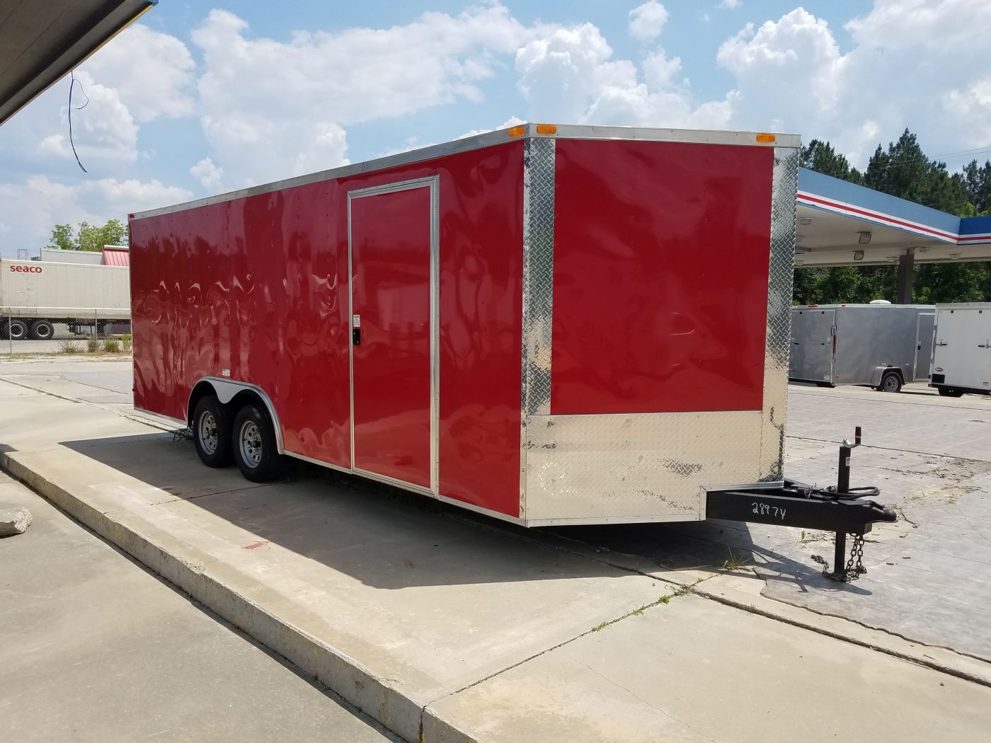 8.5×20 TA Trailer – Black, Ramp, Side Door, +12 Height, Stab Jacks, One ...