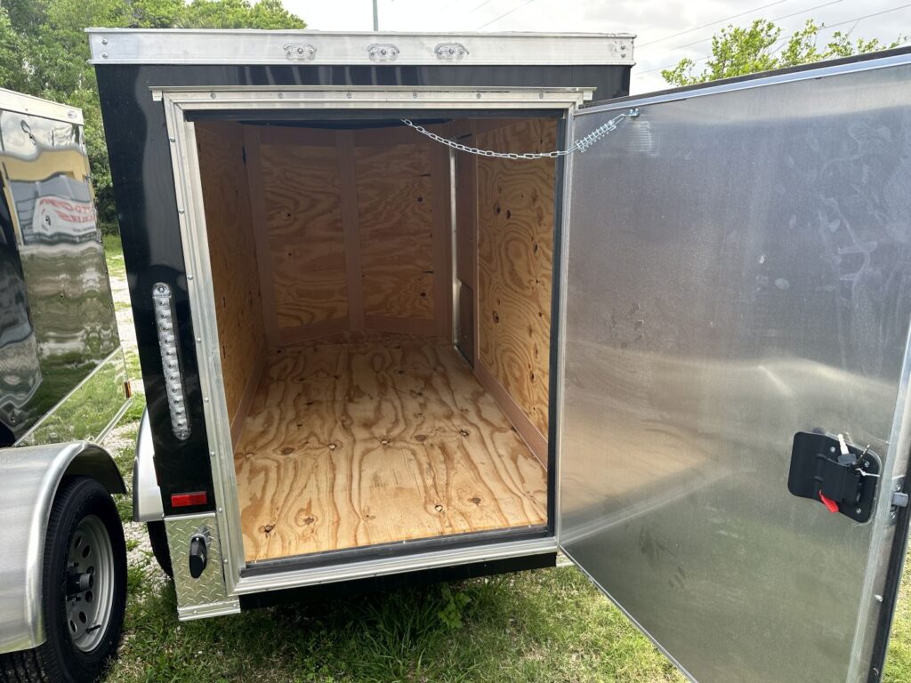 Douglas Trailers 4x8 SA Trailer - Black, Rear Swing Door - Snapper Trailers