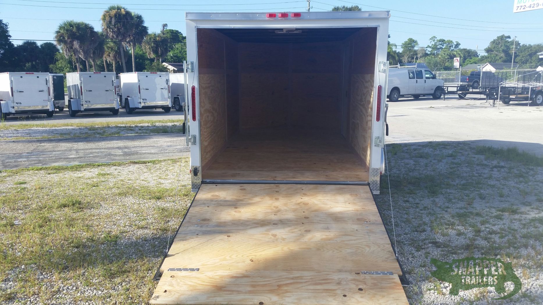 7×14 TA Trailer – White, Ramp, Side Door – Snapper Trailers