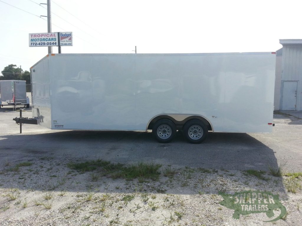 South Georgia Cargo 8.5x20 TA Trailer - White, Ramp, Ramp in Slanted V ...