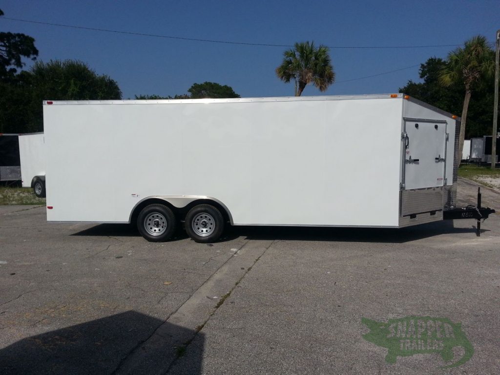 South Georgia Cargo 8.5x20 TA Trailer - White, Ramp, Ramp in Slanted V ...