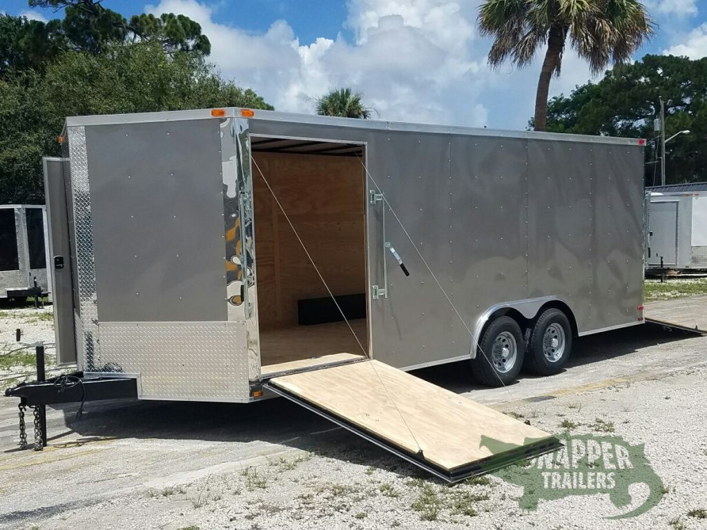 Quality Cargo 8.5x20 TA Trailer - Pewter, Ramp, Side Door, D-Rings, 5K ...