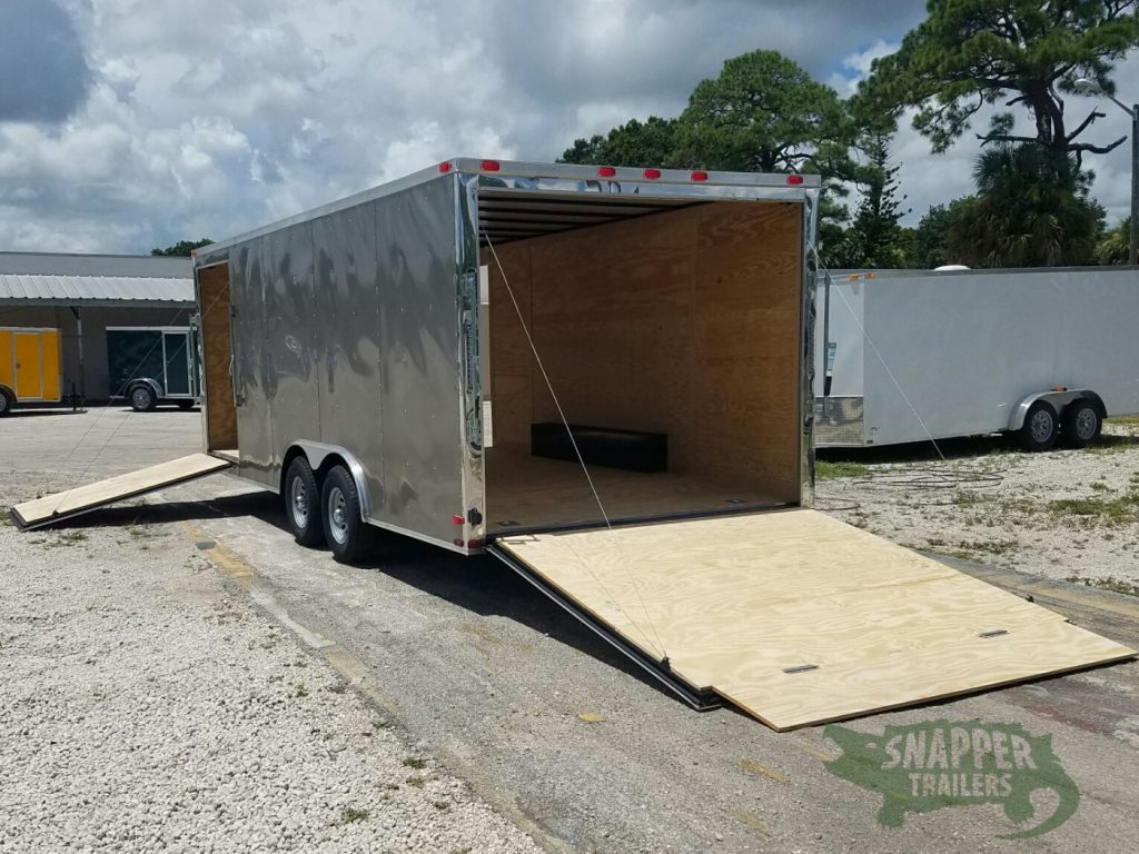 Quality Cargo 8.5x20 TA Trailer - Pewter, Ramp, Side Door, D-Rings, 5K Axles, Radials, Side Ramp ...