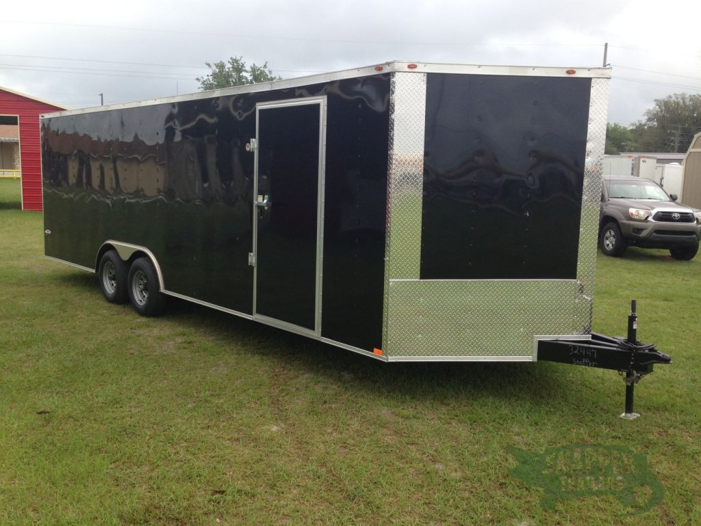 Freedom Trailers 8.5x24 TA Trailer - Black, Ramp, Side Door, D-Rings - Snapper Trailers