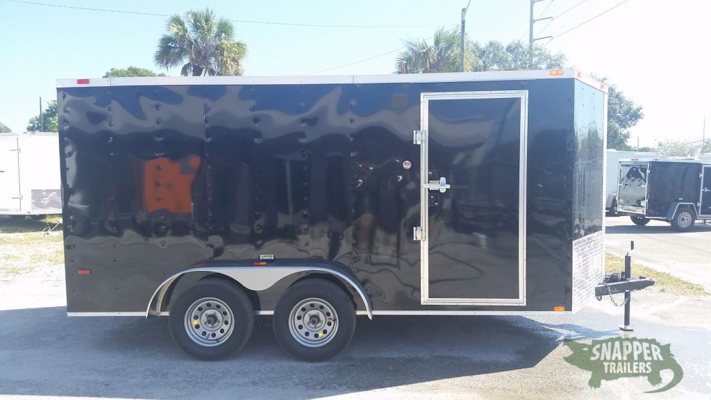 Freedom Trailers 8.5x14 TA Trailer - Black, Ramp, Side Door, D-Rings - Snapper Trailers