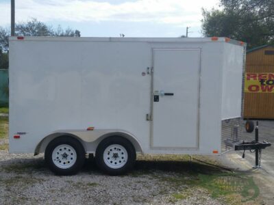 Freedom Trailers 7×14 TA Trailer – White, Double Doors, Side Door, Extra Height – Snapper Trailers