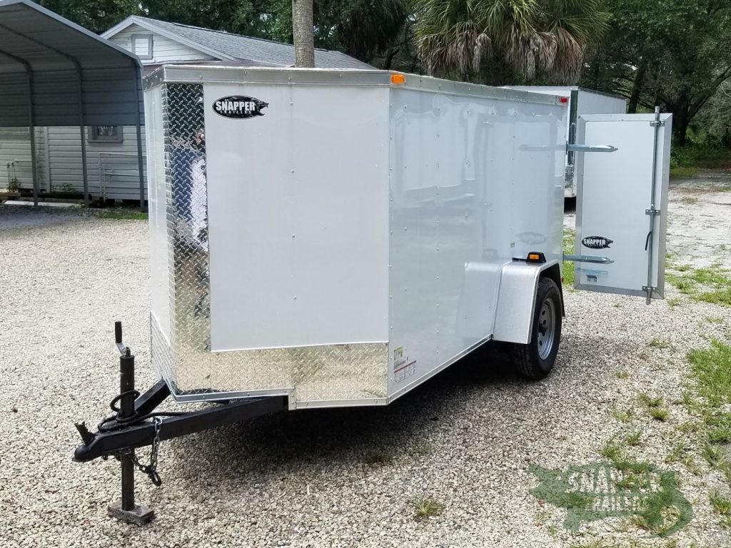 6×10 SA Concession Trailer – White, Double Doors, Side Door, Extra Height, Flat Front – Snapper ...