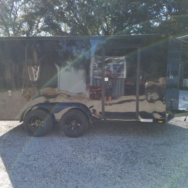 7×14 TA Trailer – Black, Ramp, Side Door, Extra Height, Blackout – Snapper Trailers