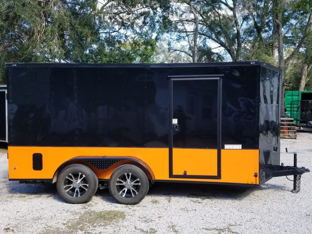 7×14 TA Trailer – Black, Ramp, Side Door, Extra Height, Blackout – Snapper Trailers