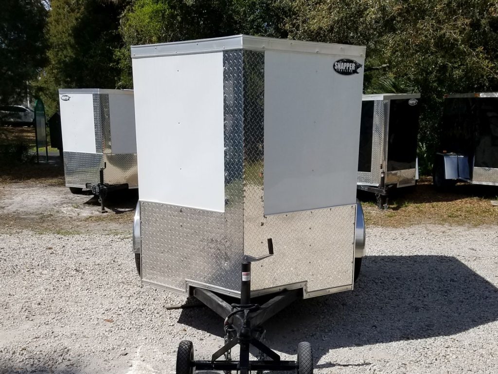 Quality Cargo 5×6 SA Trailer – White, Ramp, Side Vents – Snapper Trailers