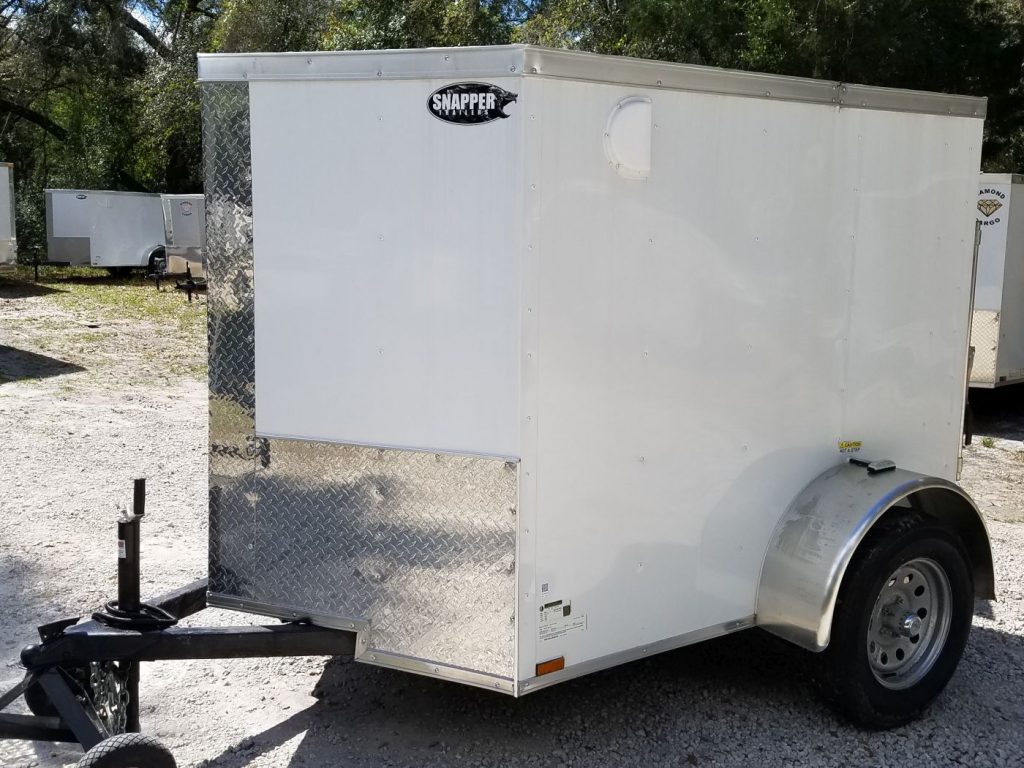 Quality Cargo 5x6 SA Trailer - White, Ramp, Side Vents - Snapper Trailers