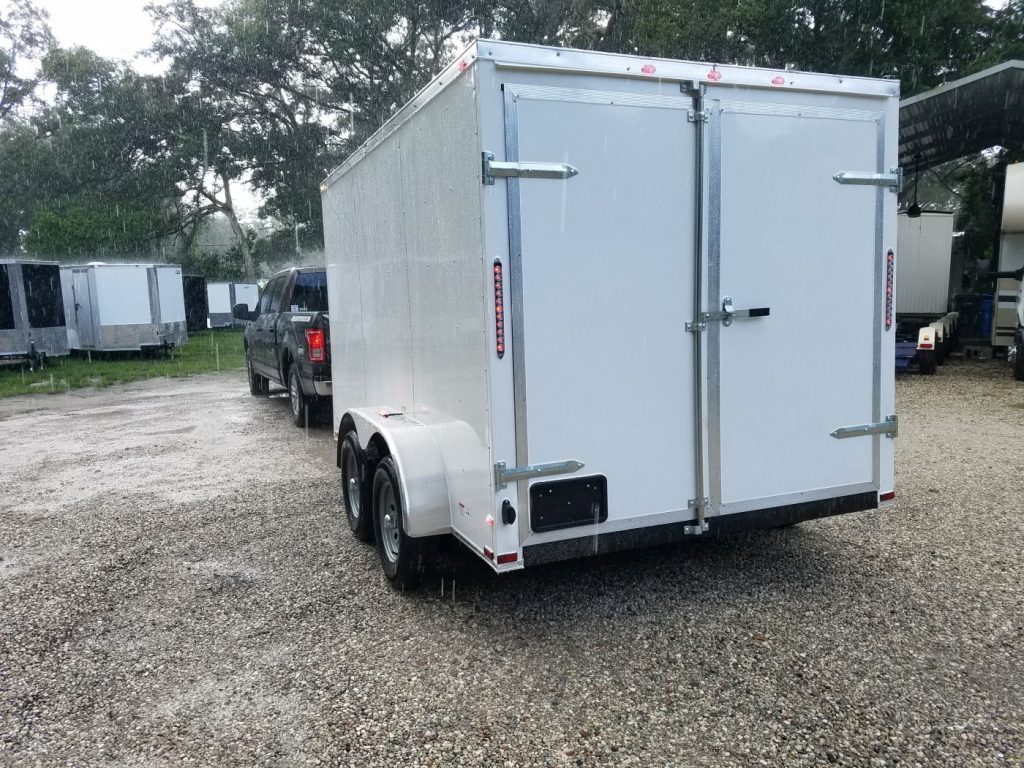 Quality Cargo 7x12 TA Trailer - White, Barn Doors, Side Door, Extra Height - Snapper Trailers
