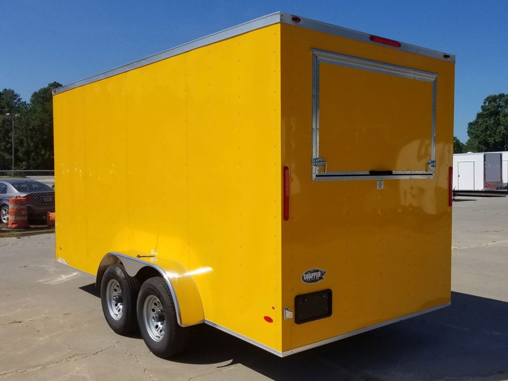 Freedom Trailers 7x16 TA Trailer - Yellow, Side Door, Extra Height, 5K Axles, Electrical ...