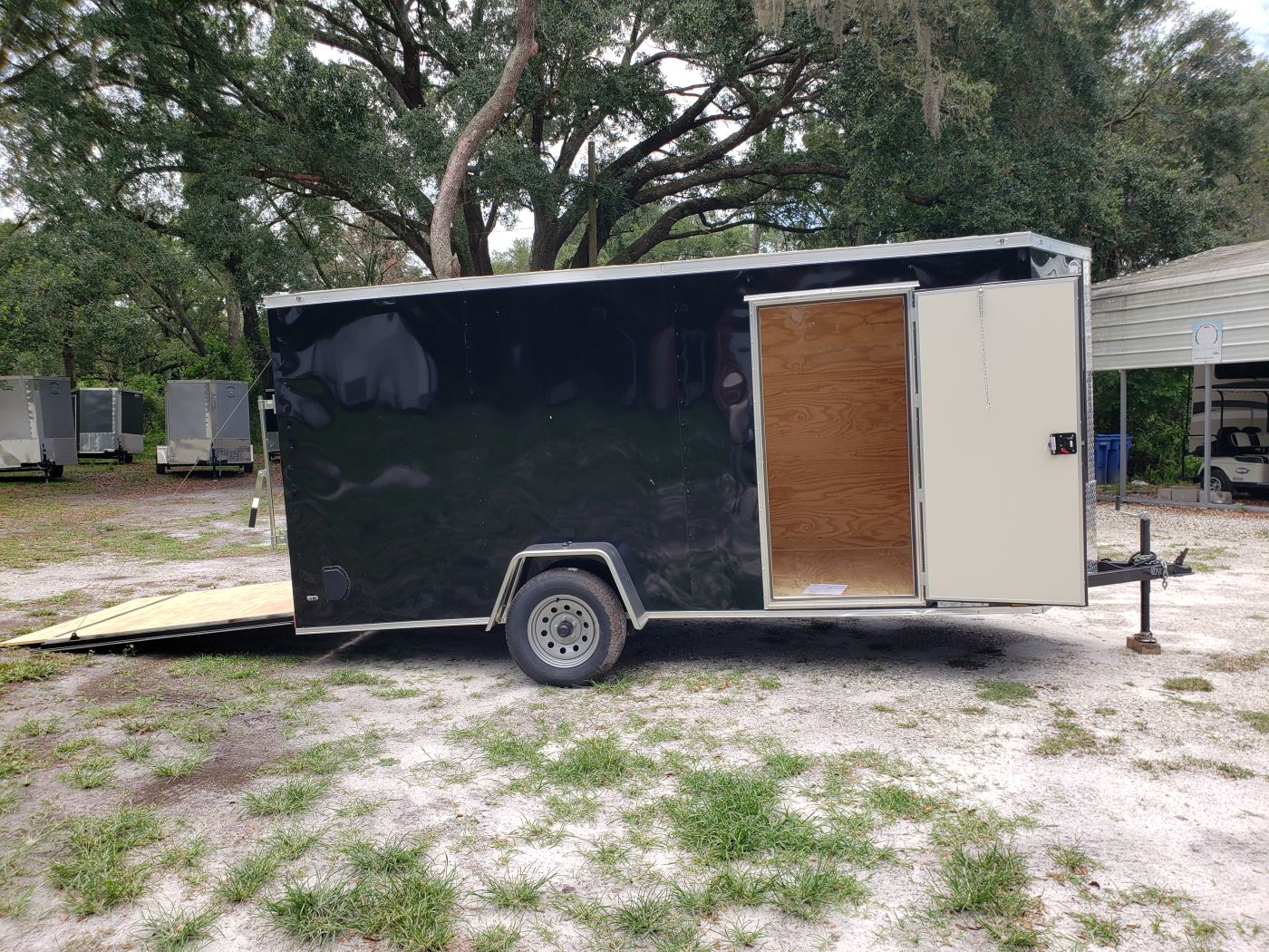 6x14 SA Trailer - Black, Ramp, Side Door, Extra Height | Snapper Trailers