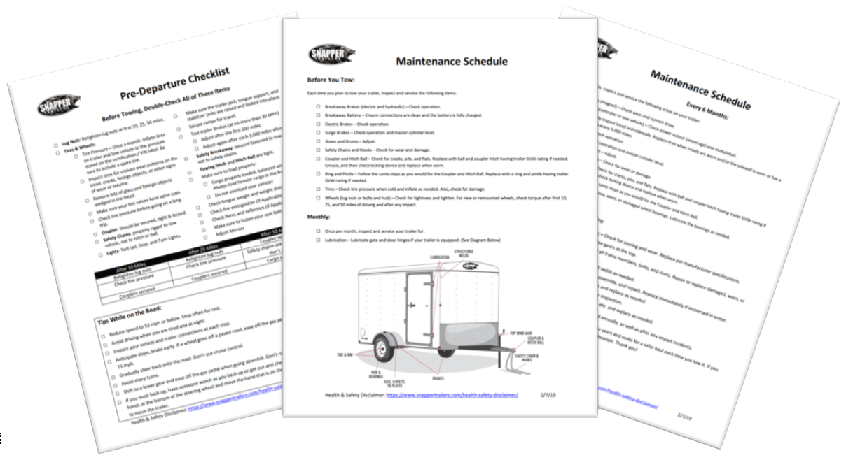 Maintenance & Pre-Departure Checklists Are Now Live! – Snapper Trailers