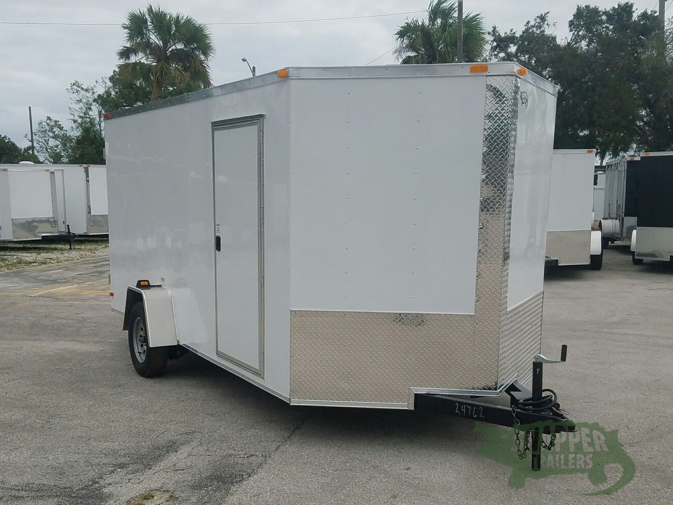 7x14 SA Trailer - White, Double Doors, Side Door, Extra Height ...